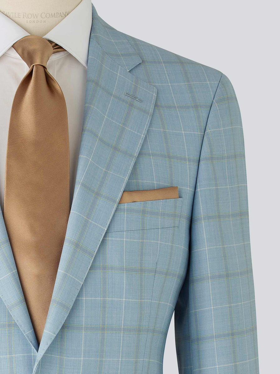 Men's Tailored Check Jacket in Pale Blue – Savile Row Men's Tailored Check Jacket in Pale Blue – Savile Row