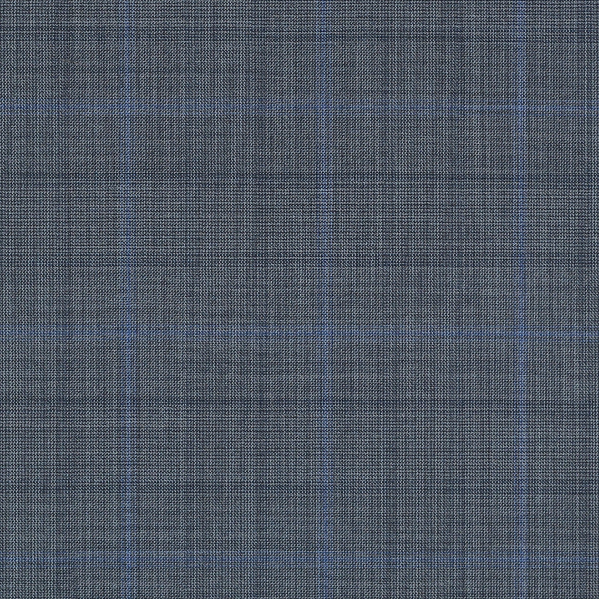 Petrol Blue/Light Blue Check - Super 150s – Savile Row Company - Custom ...